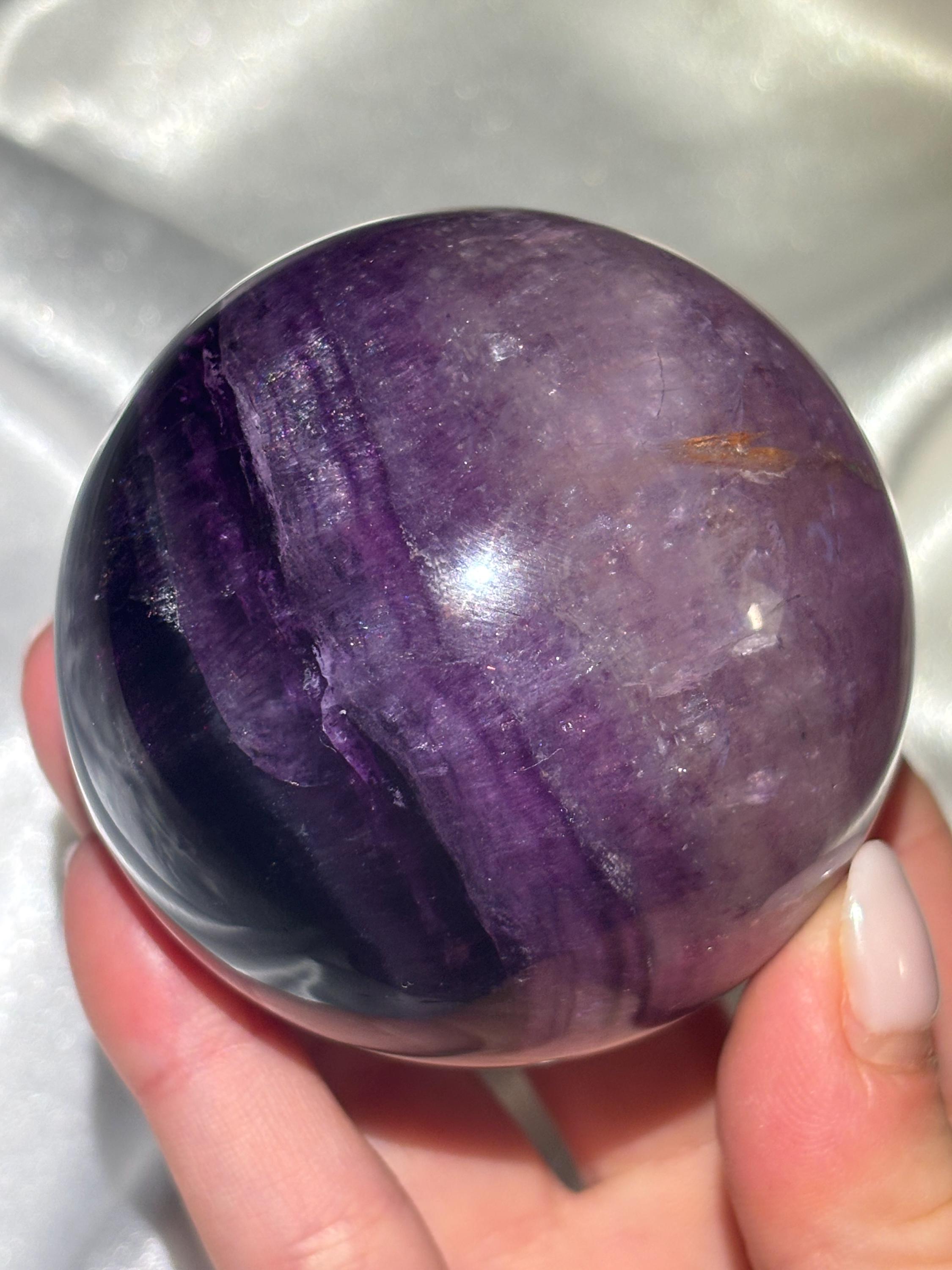 Purple Mica Fluorite Sphere: Rainbow Crystal Healing Decor (411 Grams ...