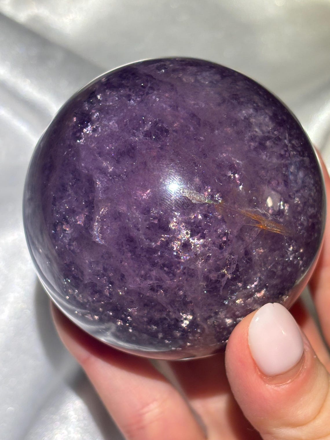 Purple Mica Fluorite Sphere: Rainbow Crystal Healing Decor (411 Grams ...