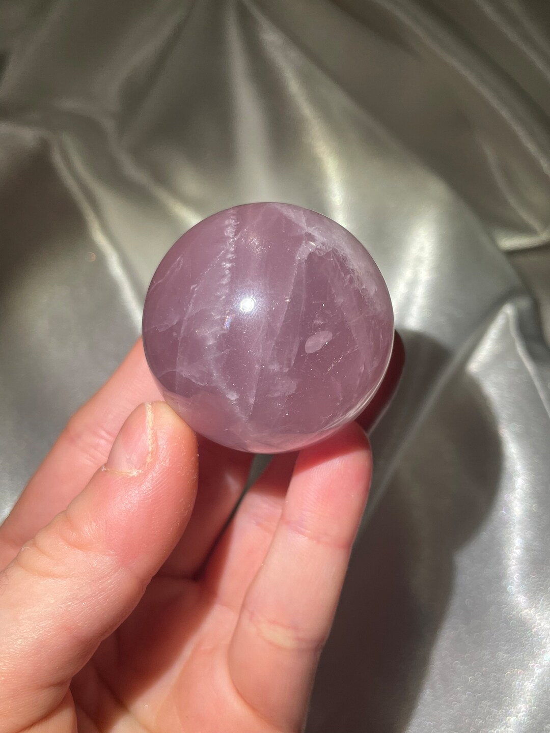 Lavender Rose Quartz Sphere W/ Star Asterism 90 G Lavender Rose Quartz ...