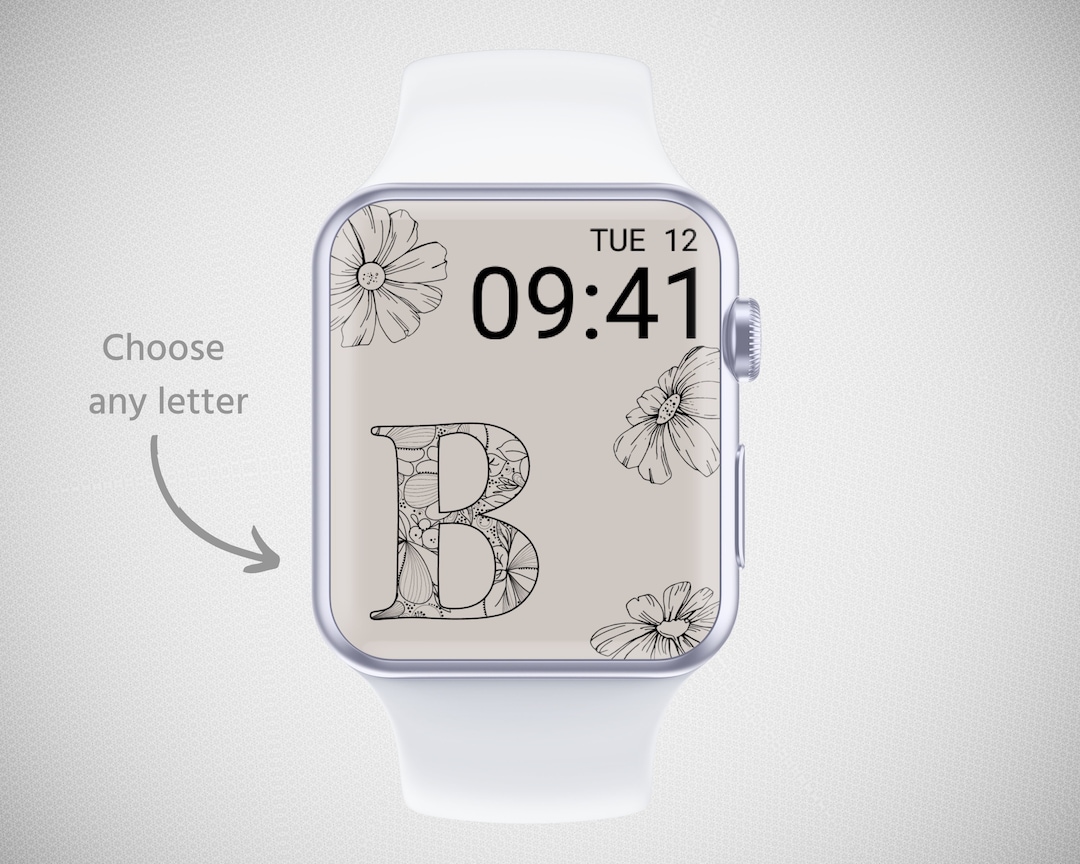 Personalized Apple Watch Wallpaper, Monogram Smartwatch Background ...