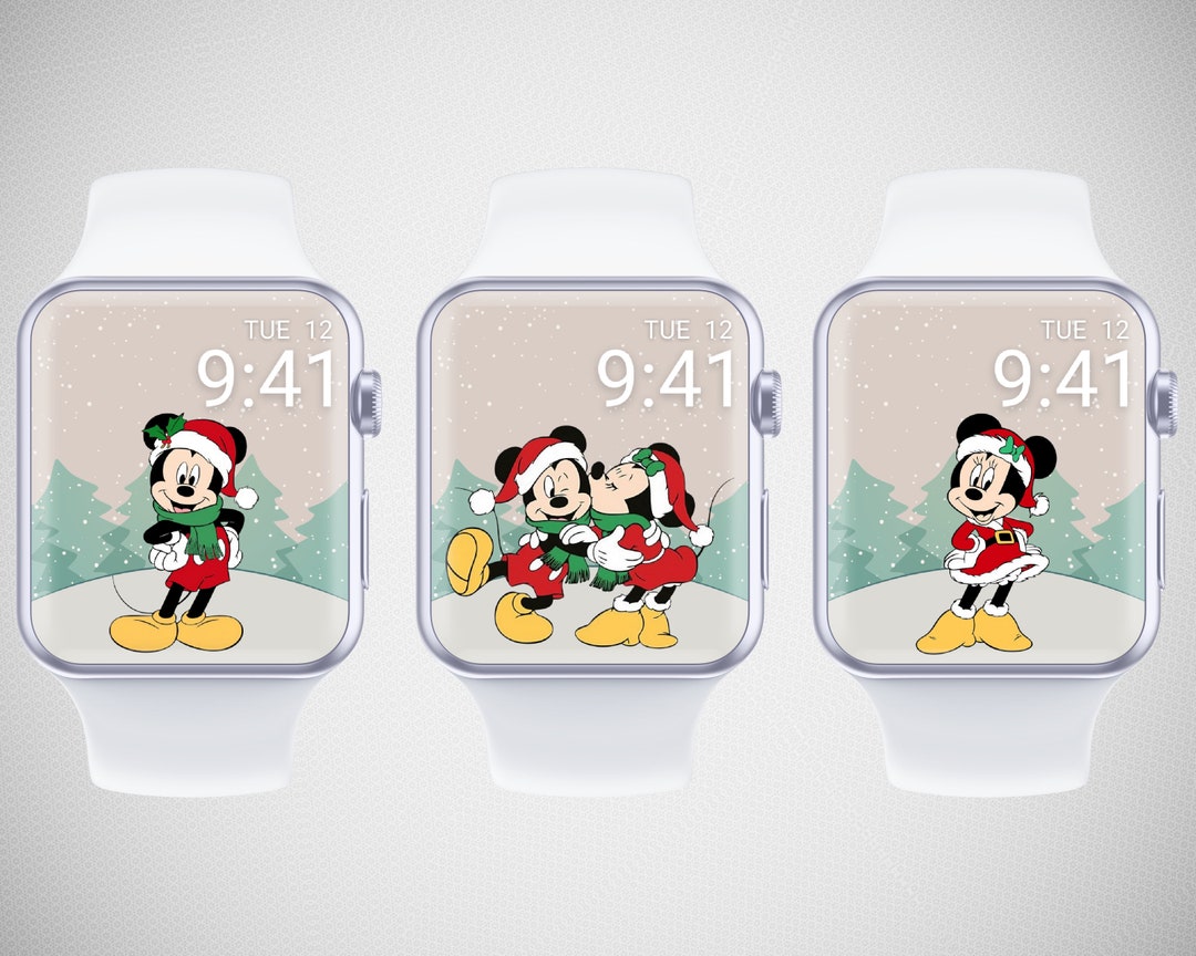 Mickey Mouse Apple Watch Wallpaper, Winter Smartwatch Background ...