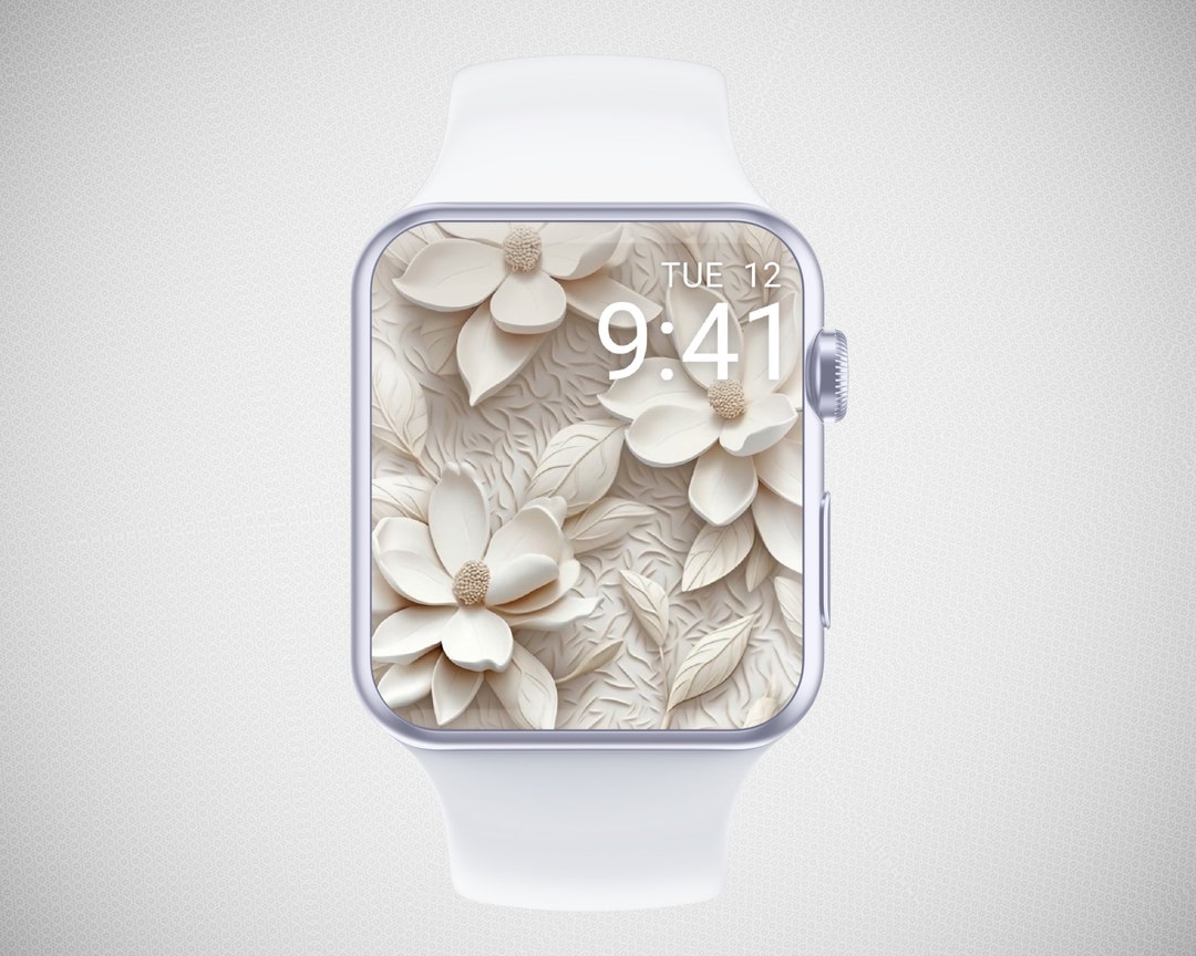 3D Floral Apple Watch Wallpaper, Minimal Watch Face, Neutral Watch ...