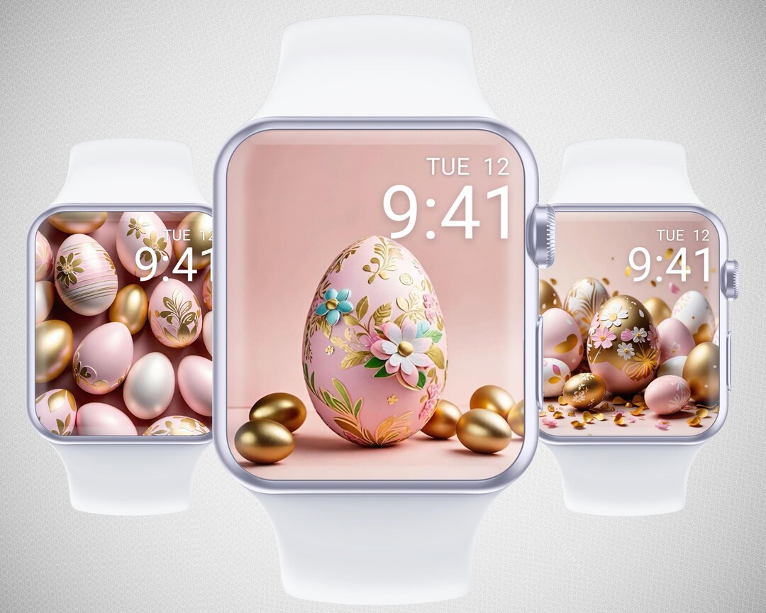 3D Easter Egg Apple Watch Wallpaper, Easter Watch Face, Rose Gold Watch ...