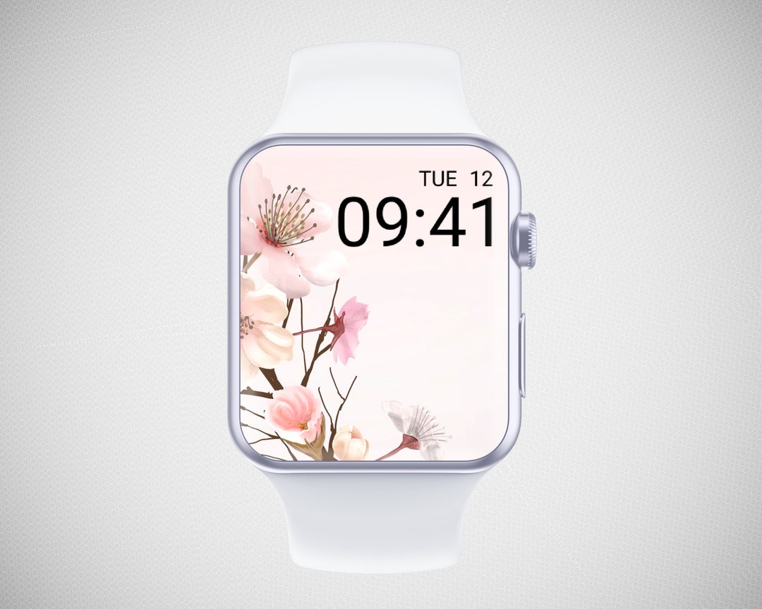 Cherry Blossom Apple Watch Wallpaper, Floral Smartwatch Background ...