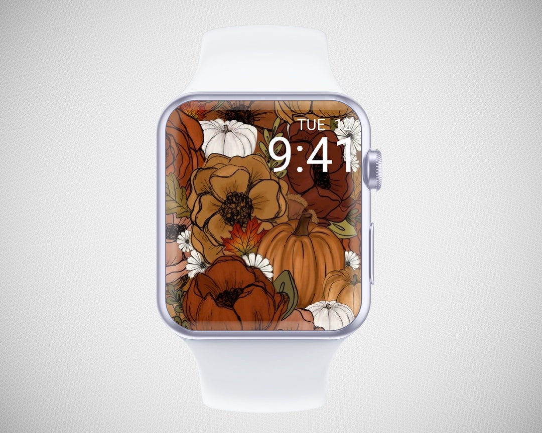 Floral Apple Watch Wallpaper, Pumpkin Watch Face, Fall Smartwatch ...