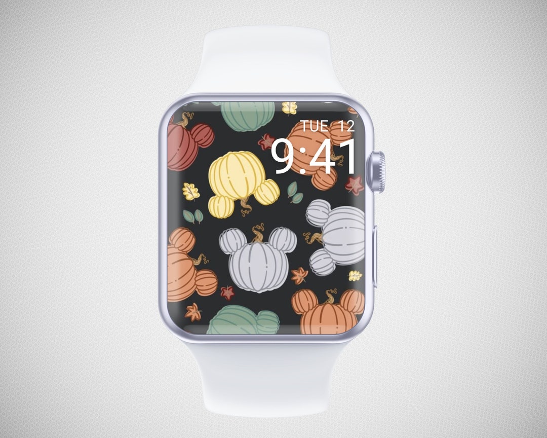 Mickey Mouse Pumpkin Apple Watch Wallpaper, Fall Smartwatch Background ...