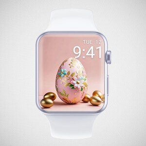 3D Easter Egg Apple Watch Wallpaper, Easter Watch Face, Rose Gold Watch ...