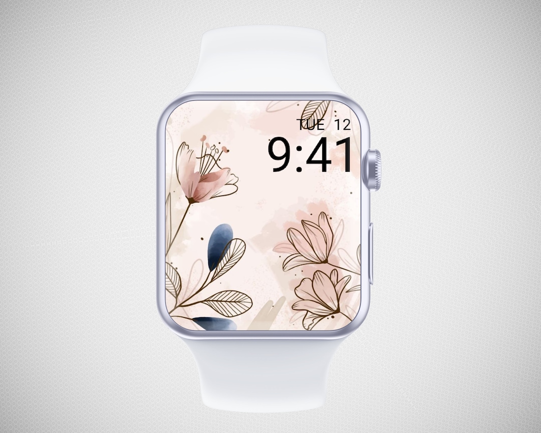 Floral Apple Watch Wallpaper, Line Art Flower Watch Face, Easter Watch ...