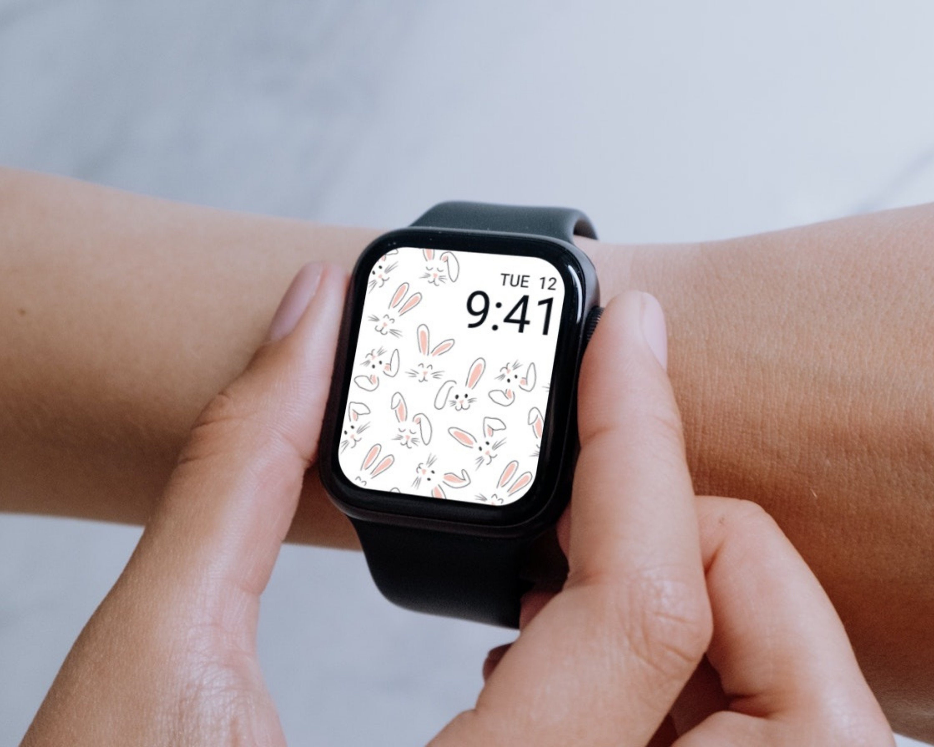 Easter Bunny Apple Watch Wallpaper, Spring Watch Face, Rabbit Watch ...