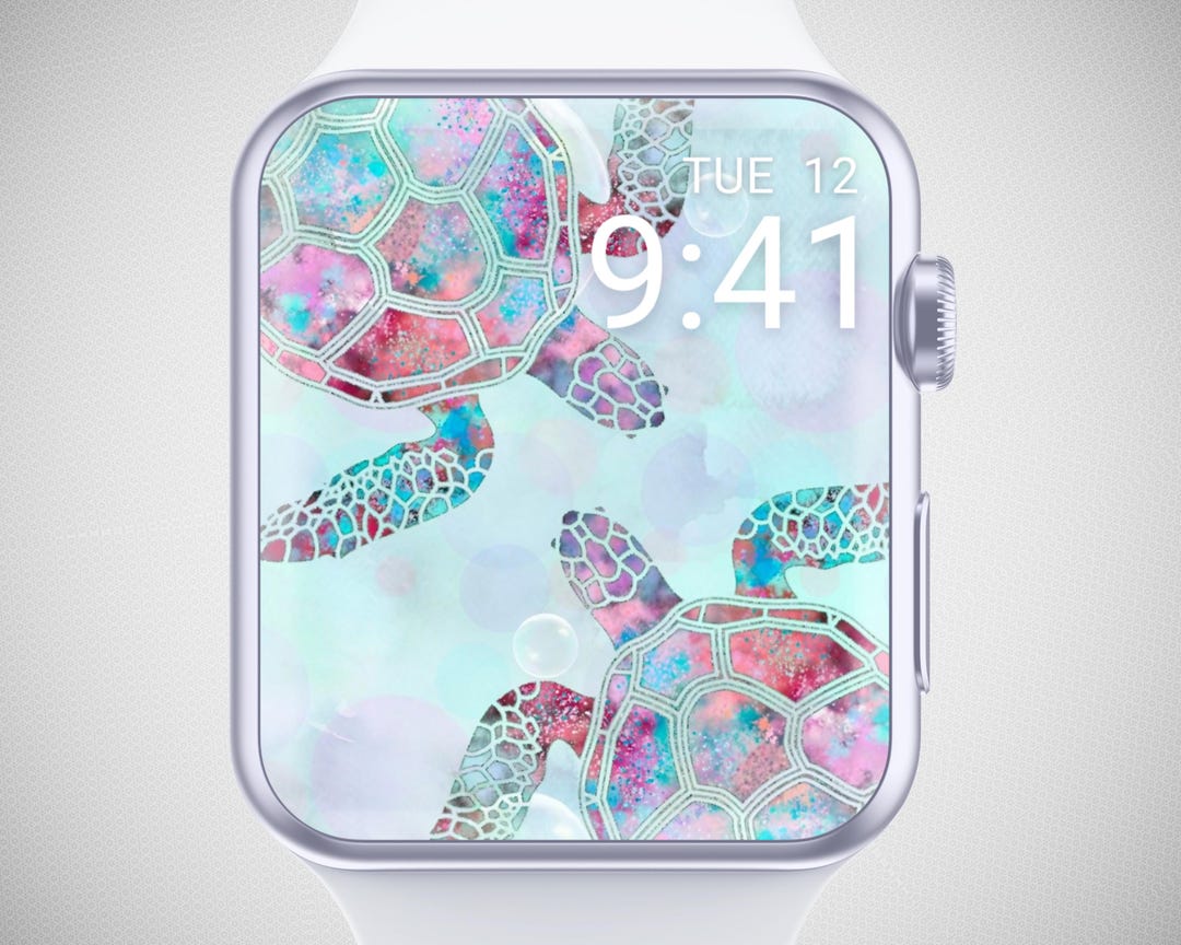 Pastel Sea Turtle Apple Watch Wallpaper, Beach Watch Face, Holiday ...
