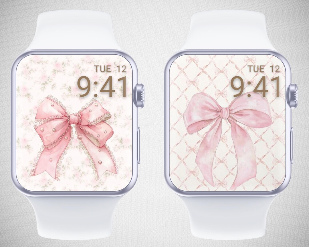 Coquette Apple Watch Wallpaper, Pink Bow Watch Face, Girly Watch ...