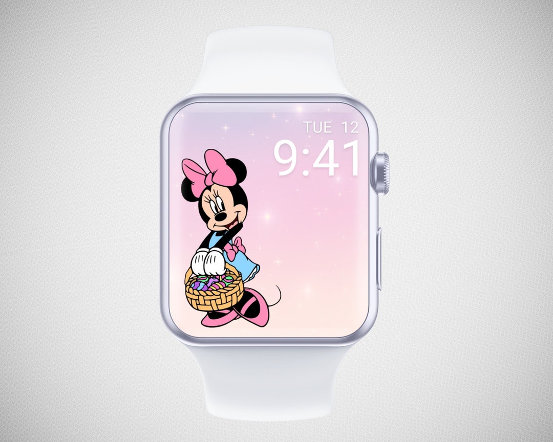 Easter Minnie Mouse Apple Watch Wallpaper, Spring Watch Face, Mickey ...