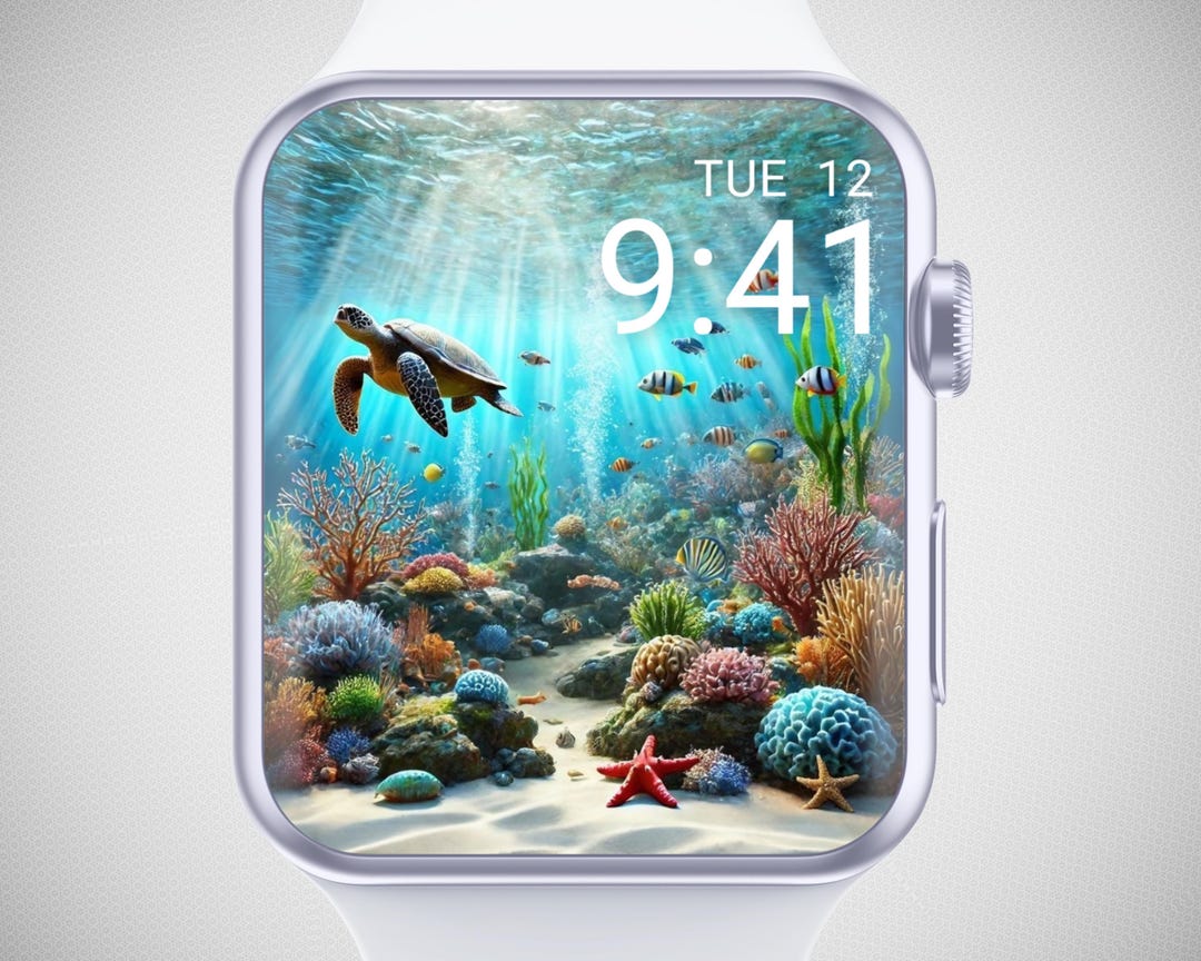 Turquoise Turtle Apple Watch Wallpaper, Beach Watch Face, Holiday ...