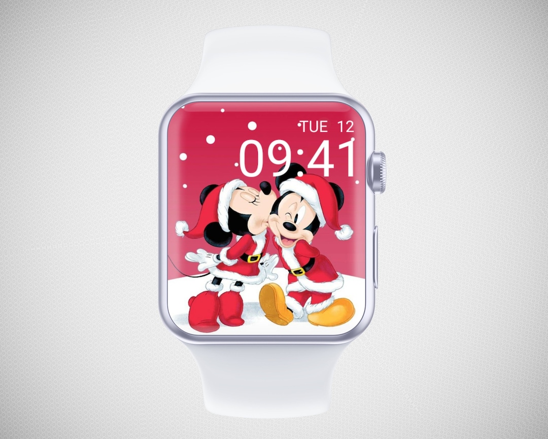 Christmas Mickey and Minnie Apple Watch Wallpaper, Festive Smartwatch ...