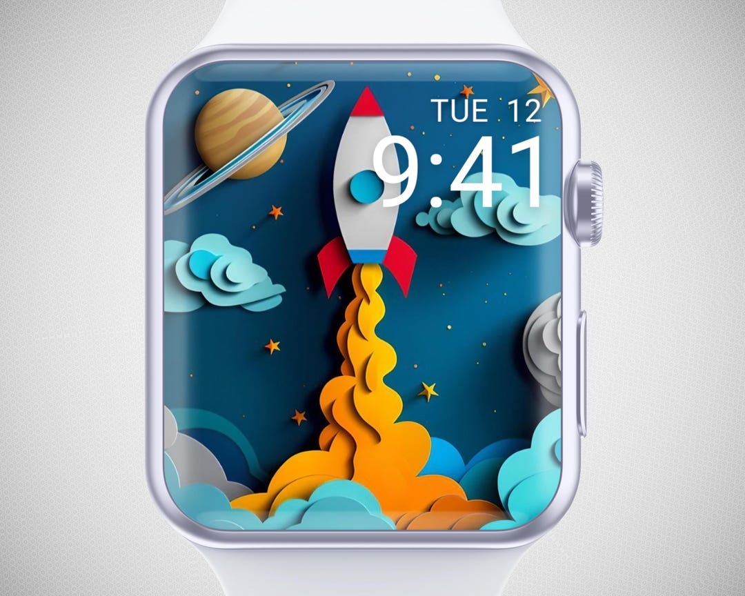 3D Space Apple Watch Wallpaper, Space Rocket Watch Face, Starry Sky ...