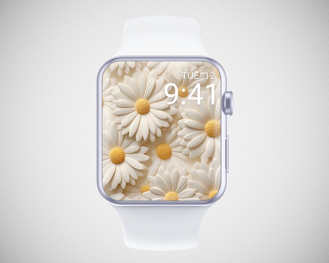 3D Floral Apple Watch Wallpaper, Daisy Watch Face, Neutral Watch ...