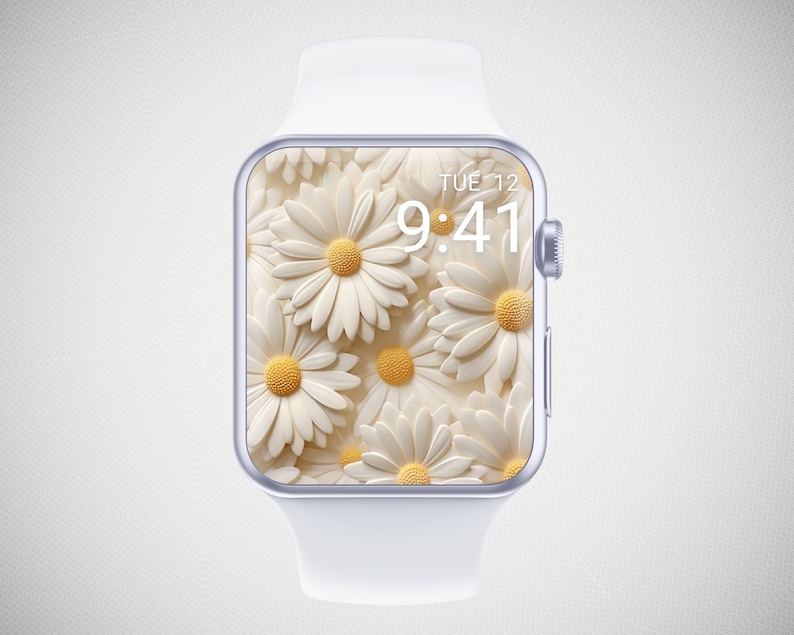 3D Floral Apple Watch Wallpaper, Daisy Watch Face, Neutral Watch ...
