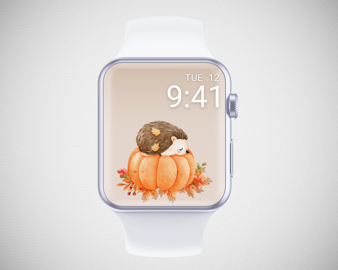 Cute Hedgehog Apple Watch Wallpaper, Pumpkin Watch Face, Fall ...