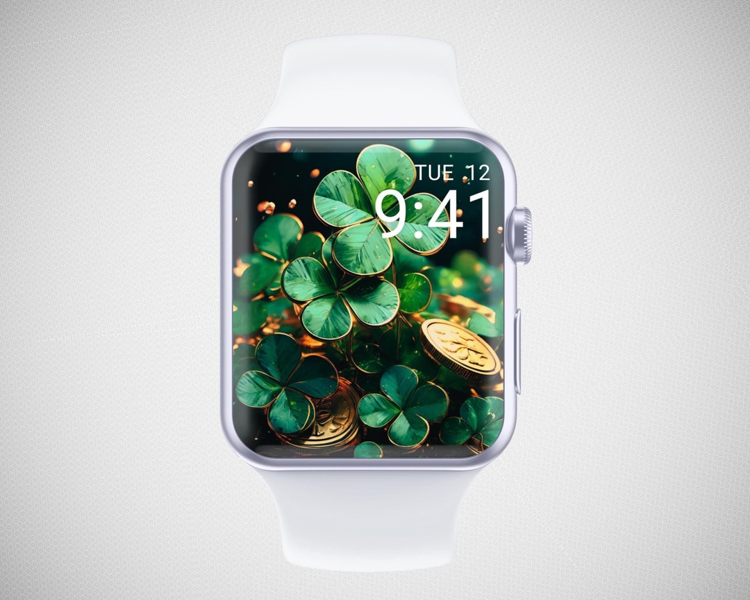 St. Patrick's Day Apple Watch Wallpaper, 3D Shamrock Smartwatch ...