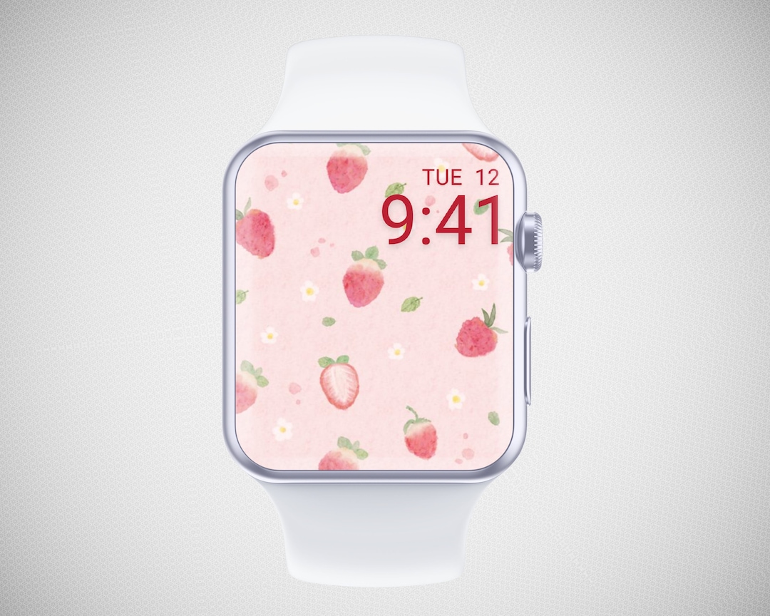 Strawberry Apple Watch Wallpaper, Daisy Watch Face, Floral Smartwatch ...