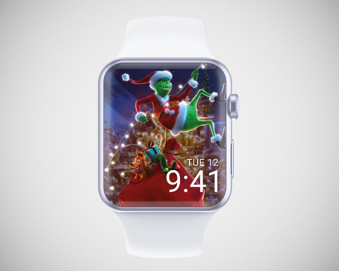 Grinch Apple Watch Wallpaper, Festive Smartwatch Background, Winter ...