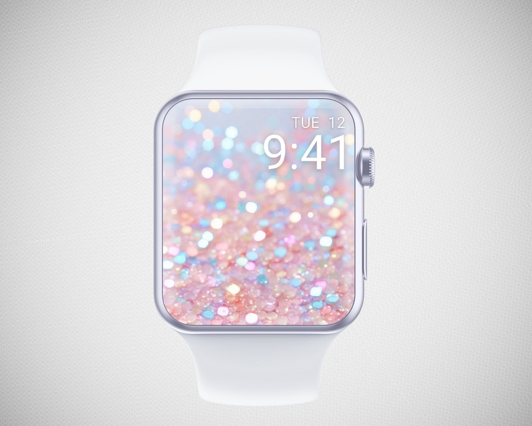 Pastel Glitter Apple Watch Wallpaper, Sparkly Watch Face, Pastel Watch ...
