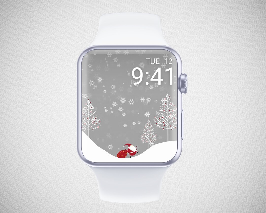 Santa Apple Watch Wallpaper, Winter Smartwatch Background, Festive Xmas ...