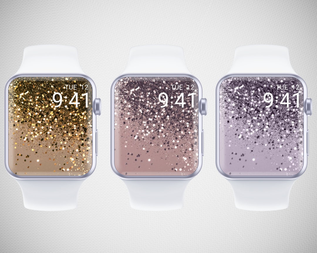 Glitter Apple Watch Wallpaper Set of 3, Diamond Smartwatch Background ...