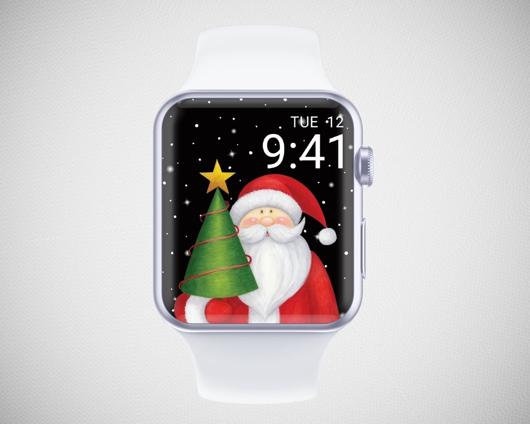 Vintage Santa Apple Watch Wallpaper, Winter Smartwatch Background ...