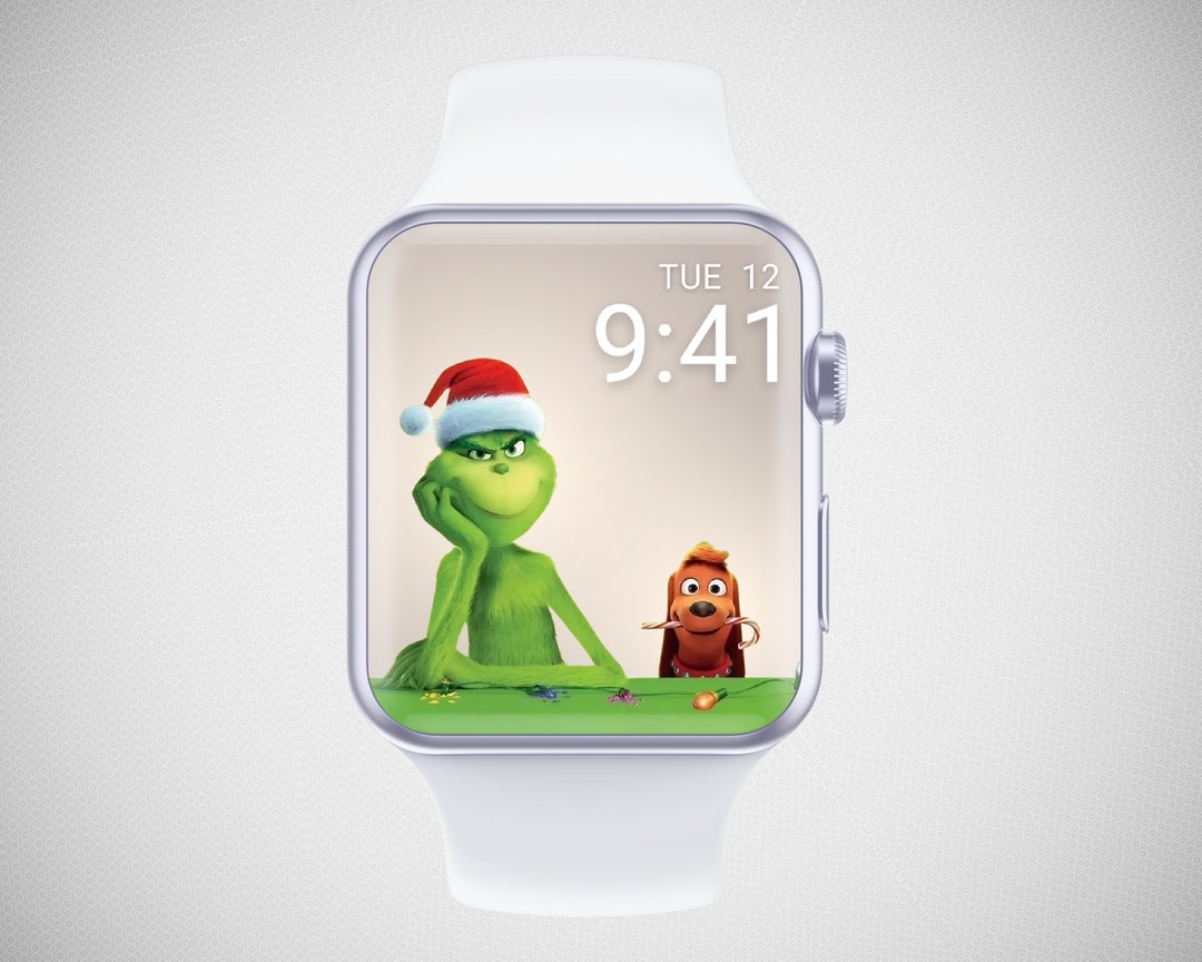 Grinch Apple Watch Wallpaper, Festive Smartwatch Background, Winter ...