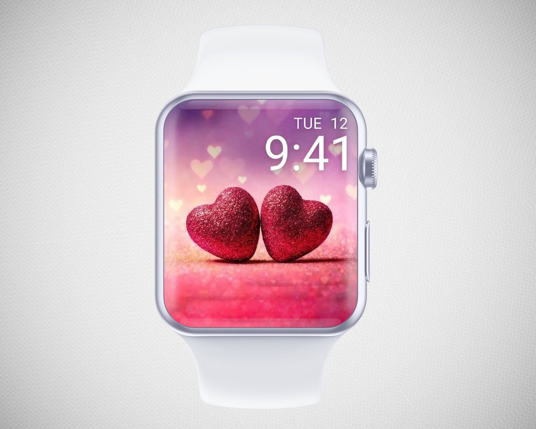 Glittery Hearts Apple Watch Wallpaper, Valentine's Day Watch Face ...