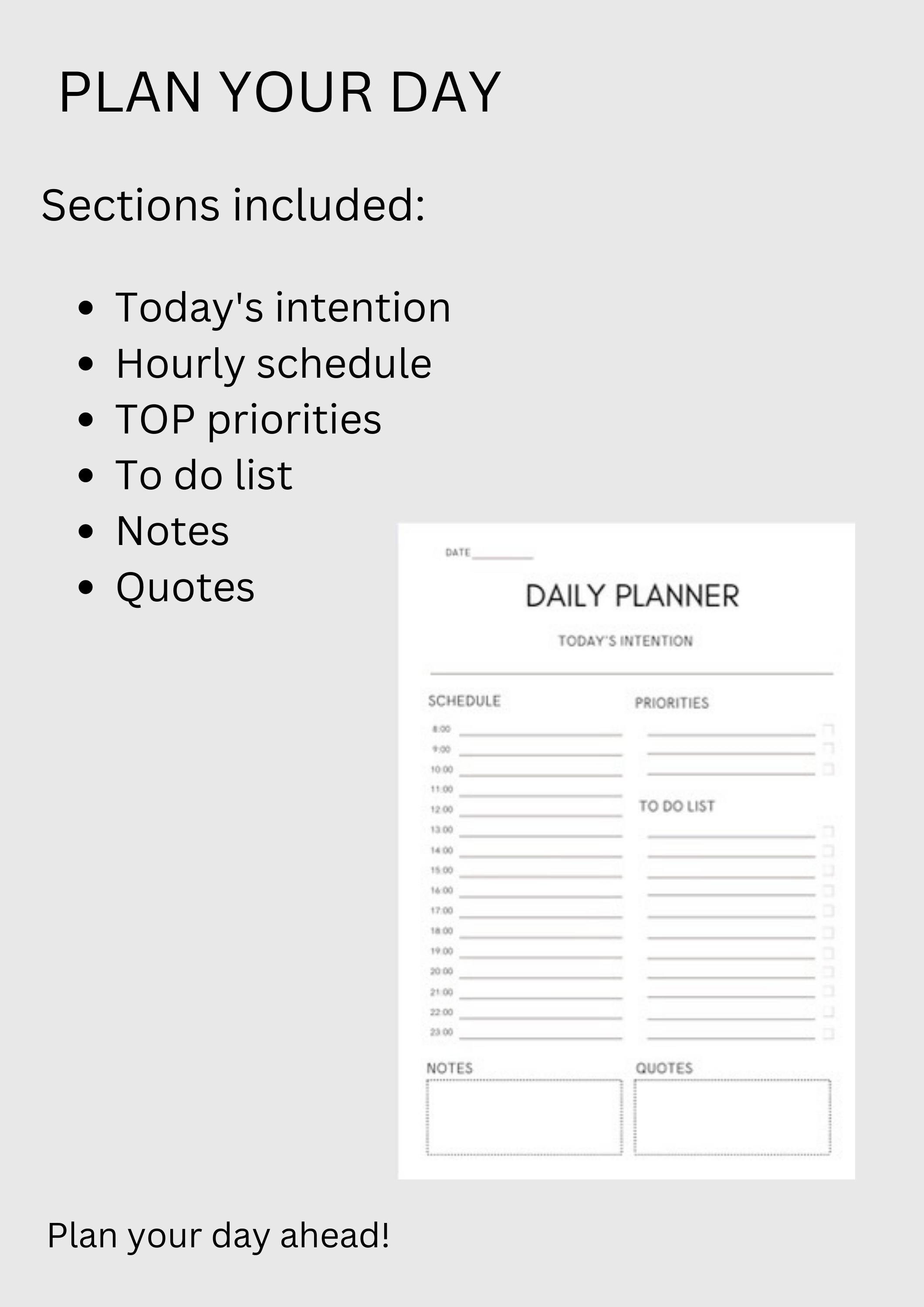 Printable Daily Planner | Productivity Planner | Download & Print | A4 ...