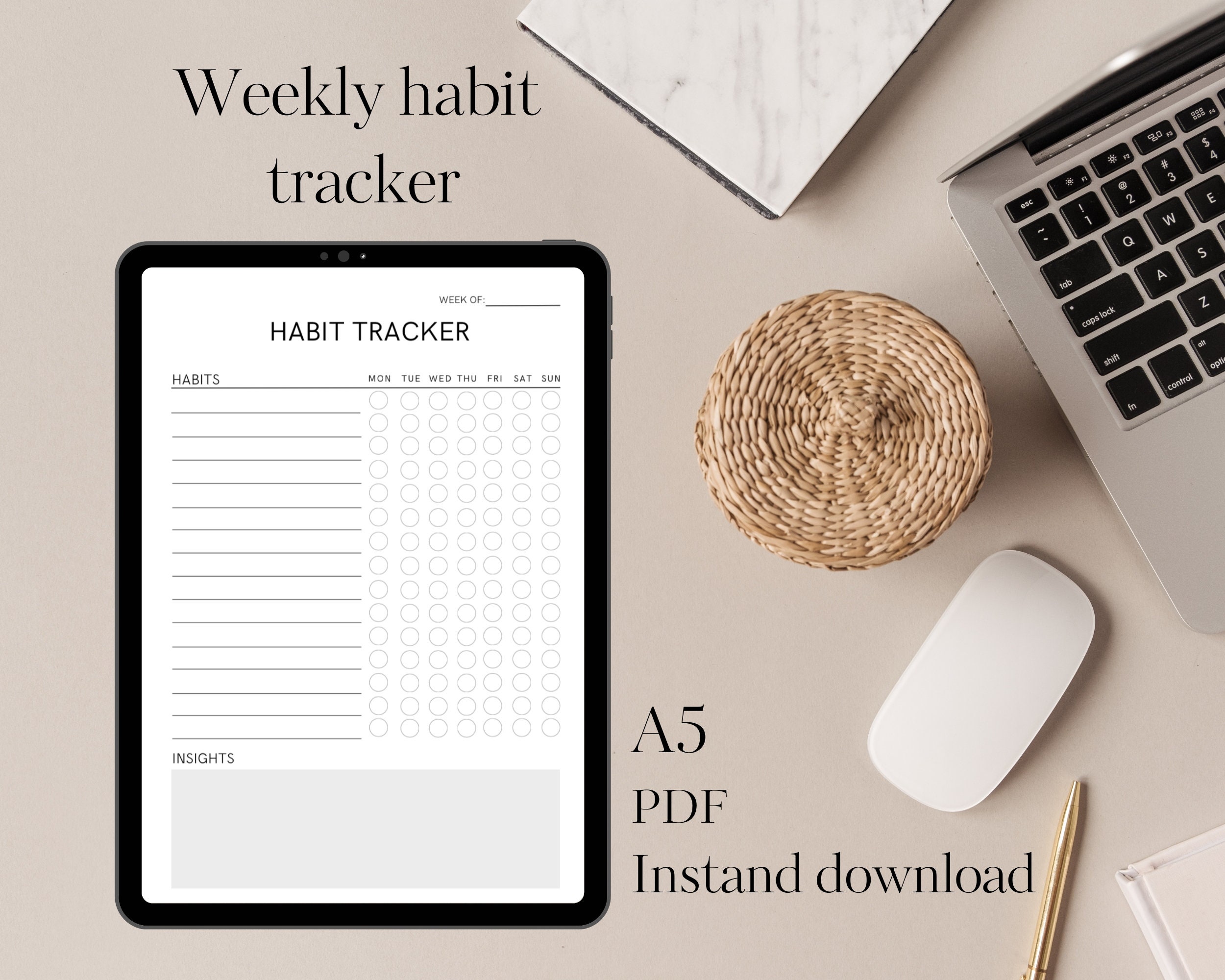 Weekly Habit Tracker | A5 Format | PDF File | Routine Tracker | Instant ...