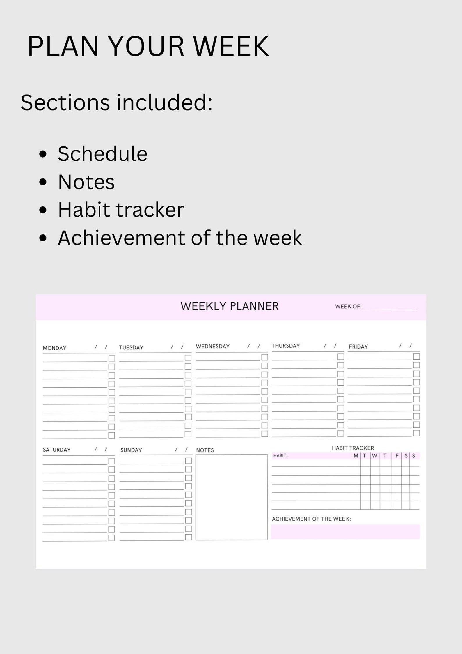 Printable Weekly Planner | Productivity Planner | Download & Print ...