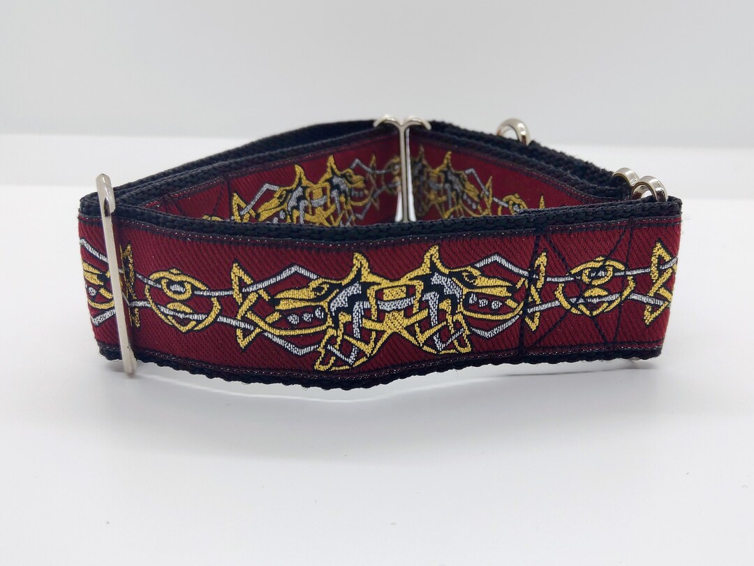 Gold, Silver and Garnet Red Celtic Wolf Design, Dog Collar, Martingale ...