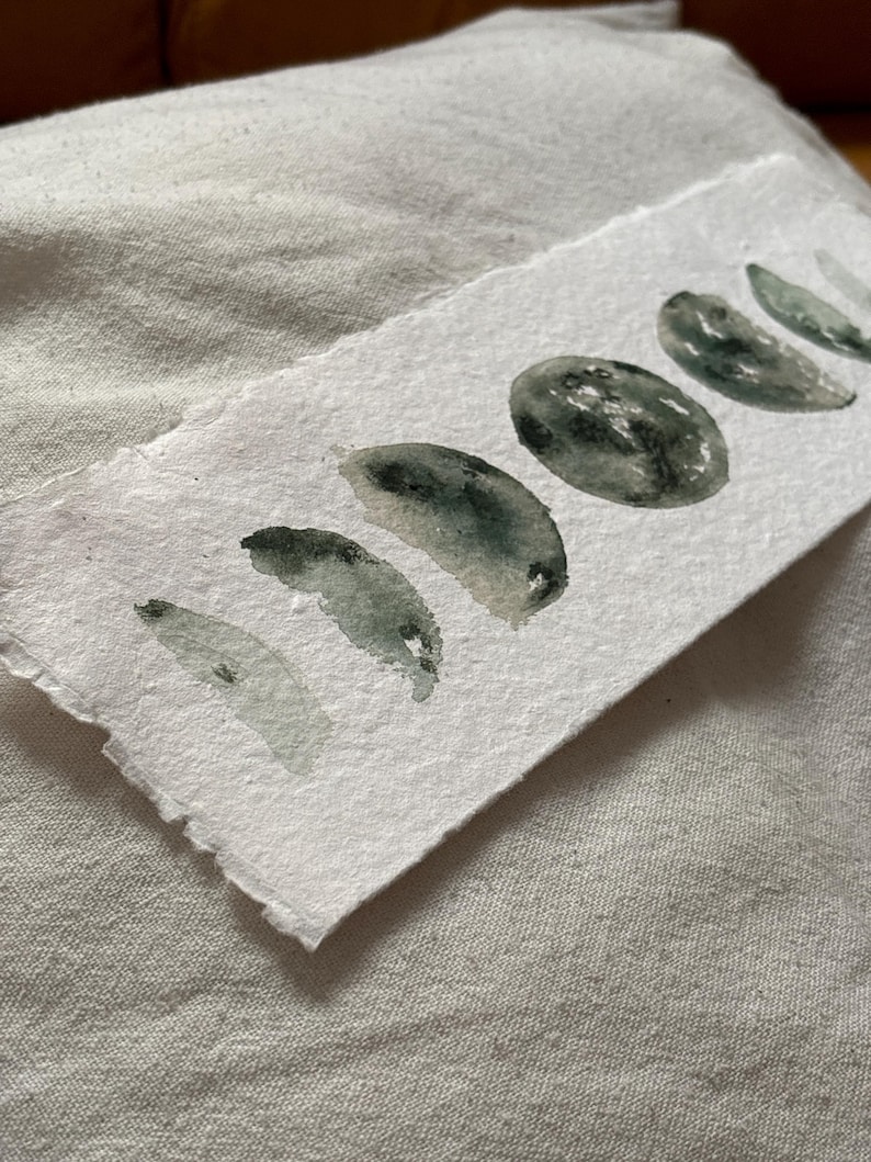 Moon Phases Watercolor Painting – Lunar Cycle Art – Handmade Original ...