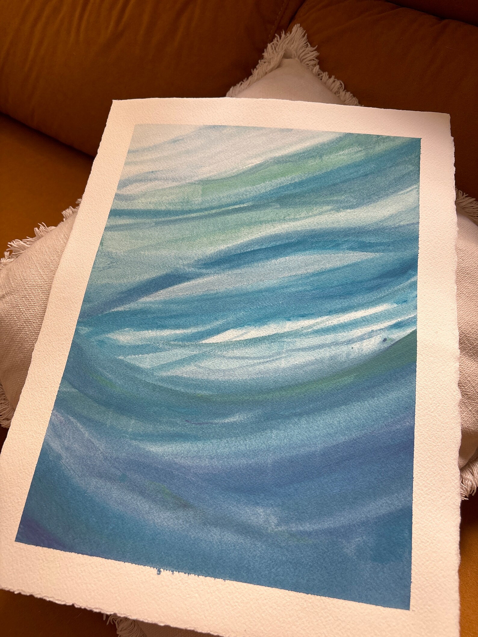 Original Watercolor Sea Painting – Abstract Ocean Art in Shades of Blue ...