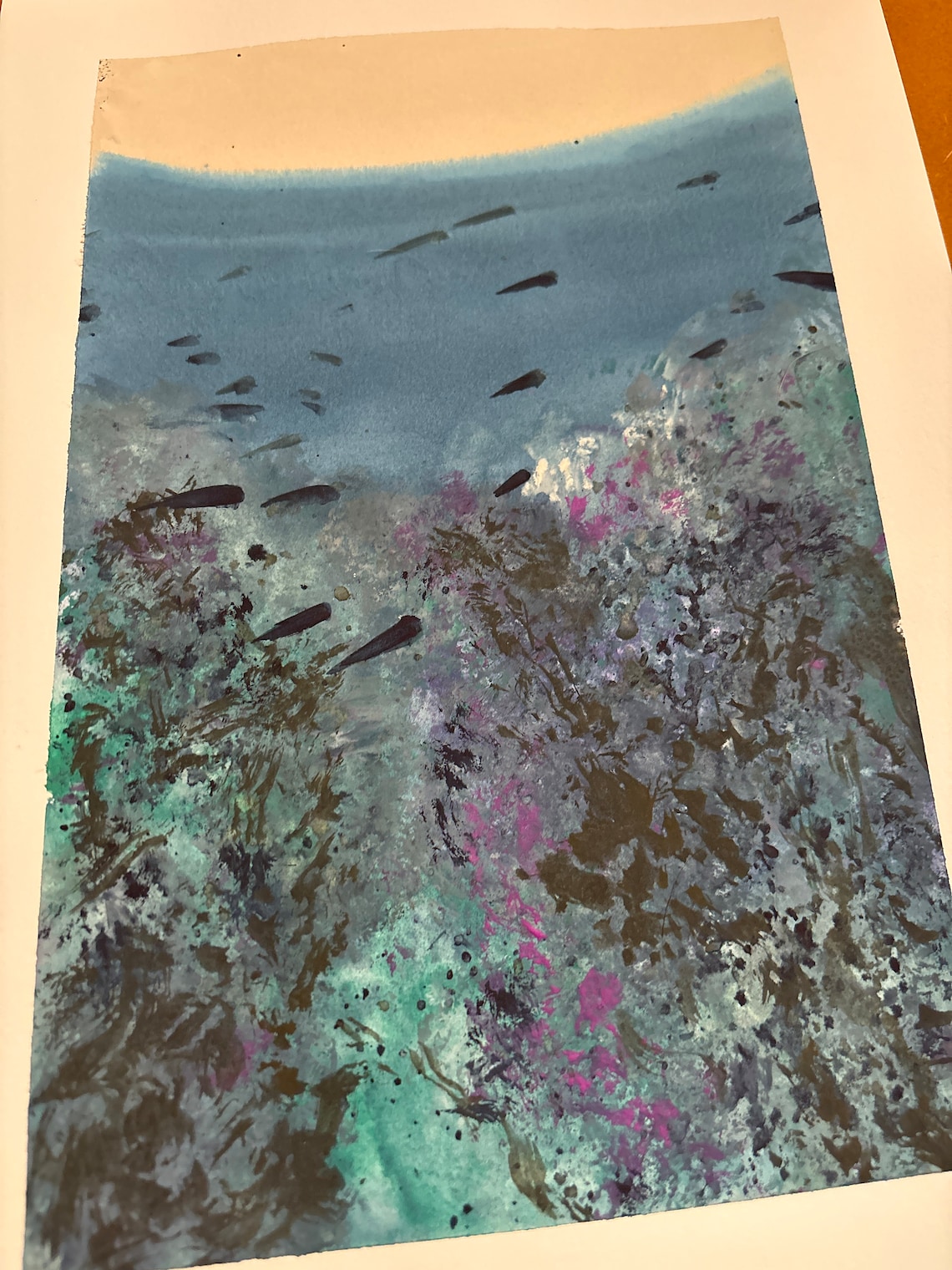 Underwater Ocean Watercolor Painting – Deep Sea Art With Fish ...