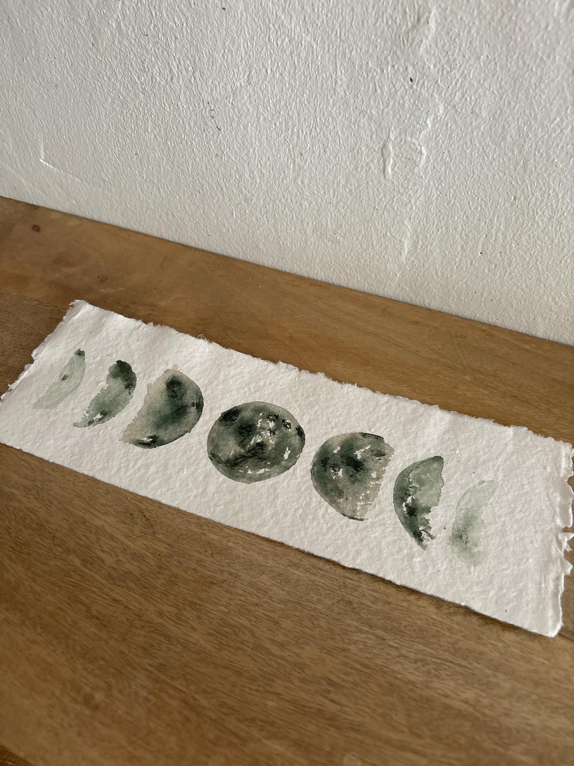 Moon Phases Watercolor Painting – Lunar Cycle Art – Handmade Original ...