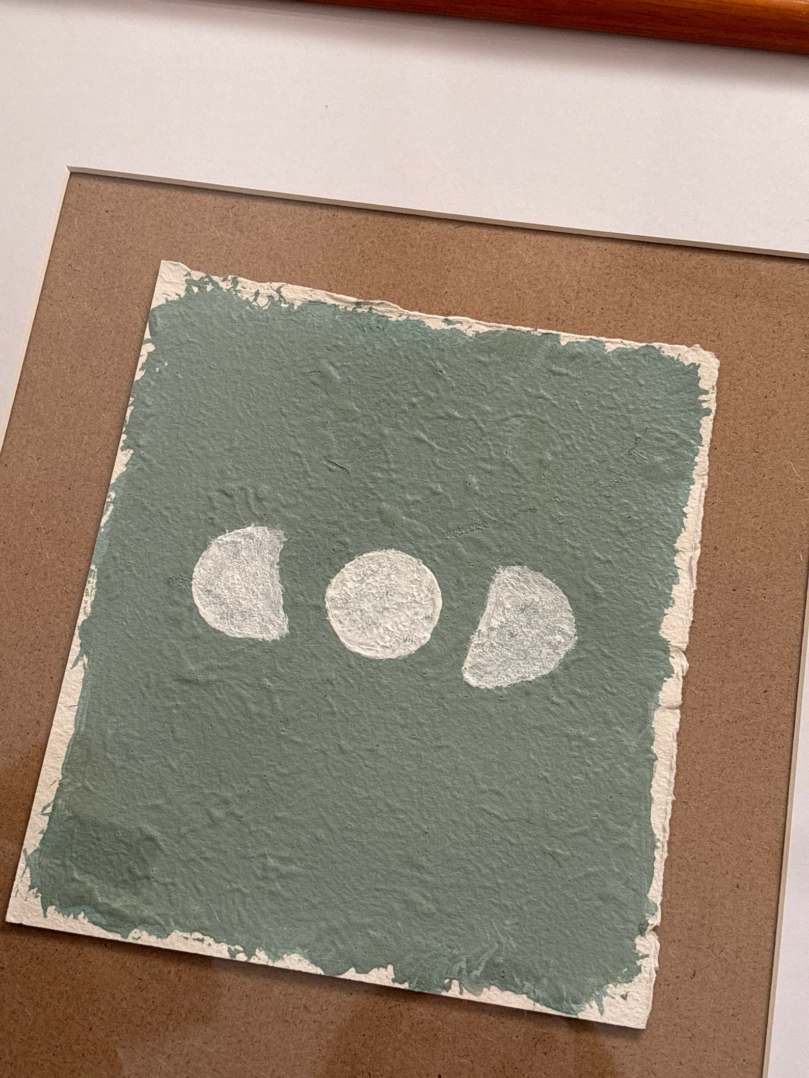 Moon Phases Painting – Green and White Mixed Media Art – Boho Wall ...