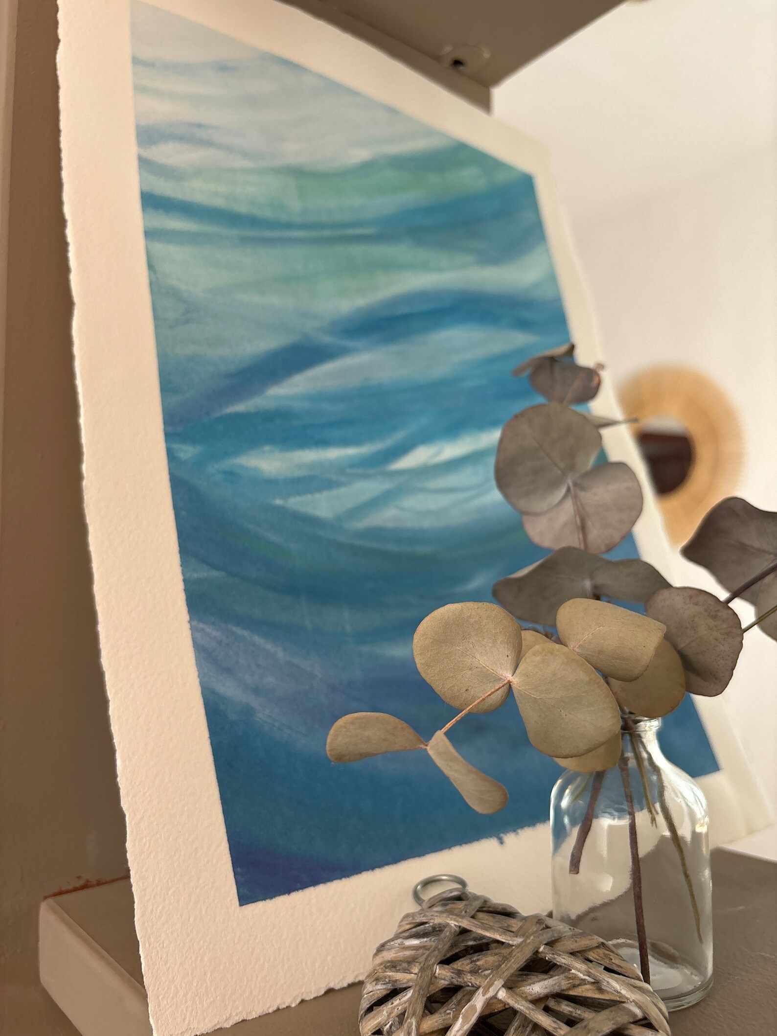 Original Watercolor Sea Painting – Abstract Ocean Art in Shades of Blue ...