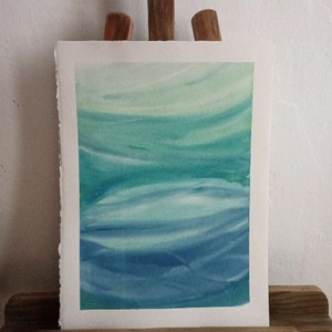 Original Abstract Sea Watercolor Painting – Handmade Ocean Art on Paper ...
