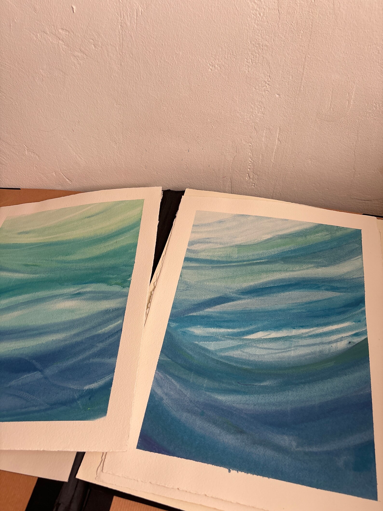 Original Watercolor Sea Painting – Abstract Ocean Art in Shades of Blue ...