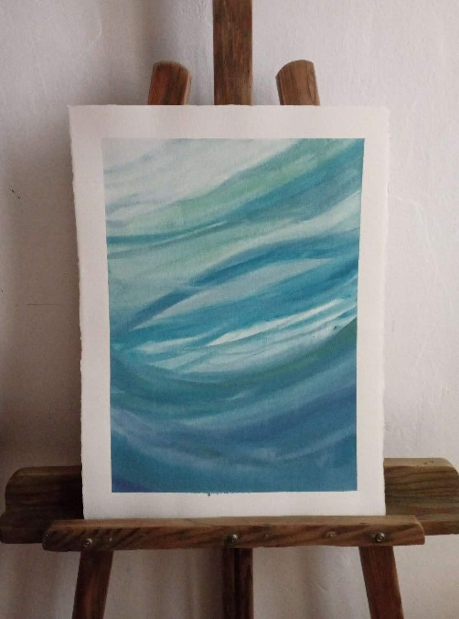 Original Watercolor Sea Painting – Abstract Ocean Art in Shades of Blue ...