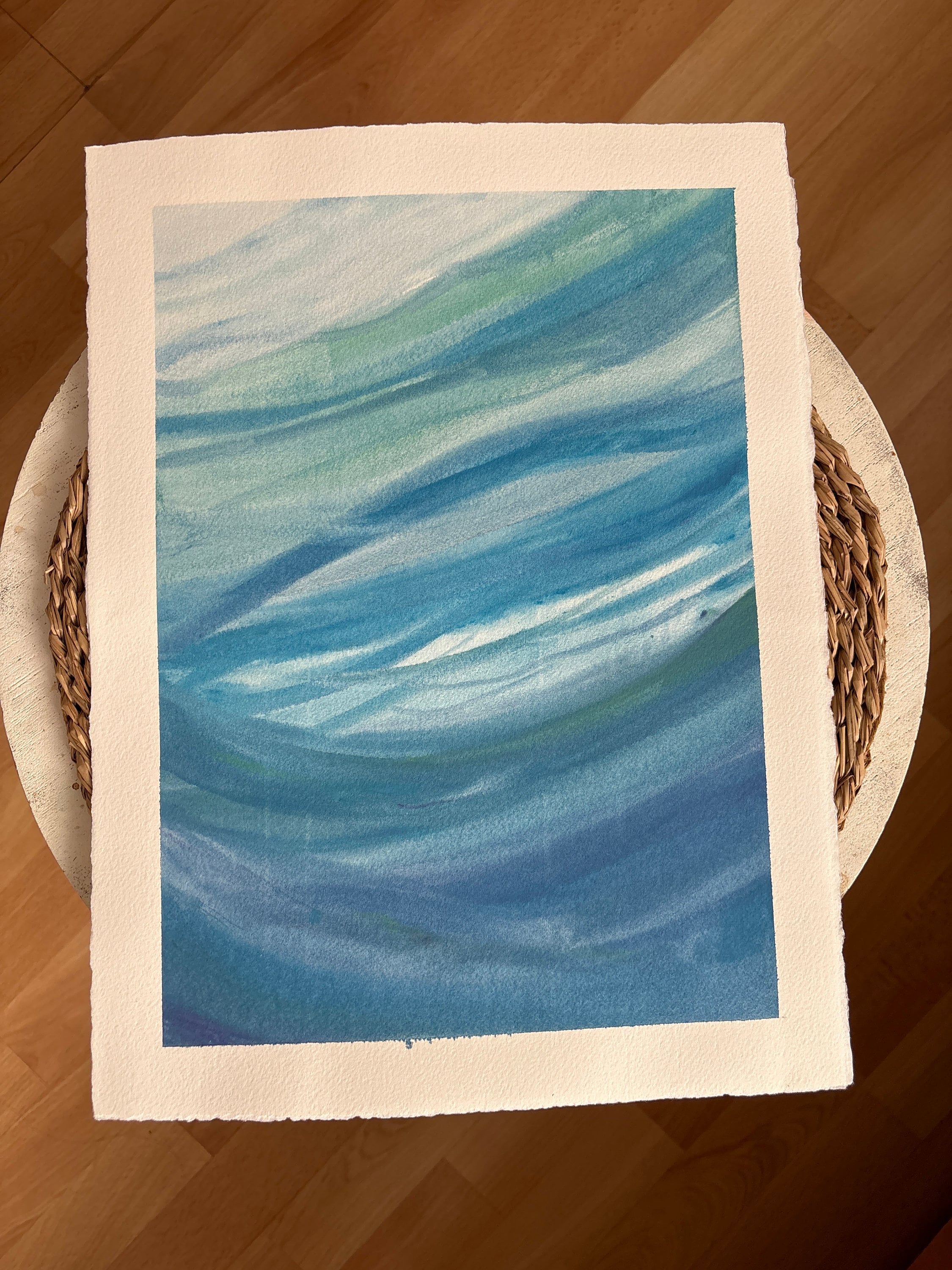 Original Watercolor Sea Painting – Abstract Ocean Art in Shades of Blue ...