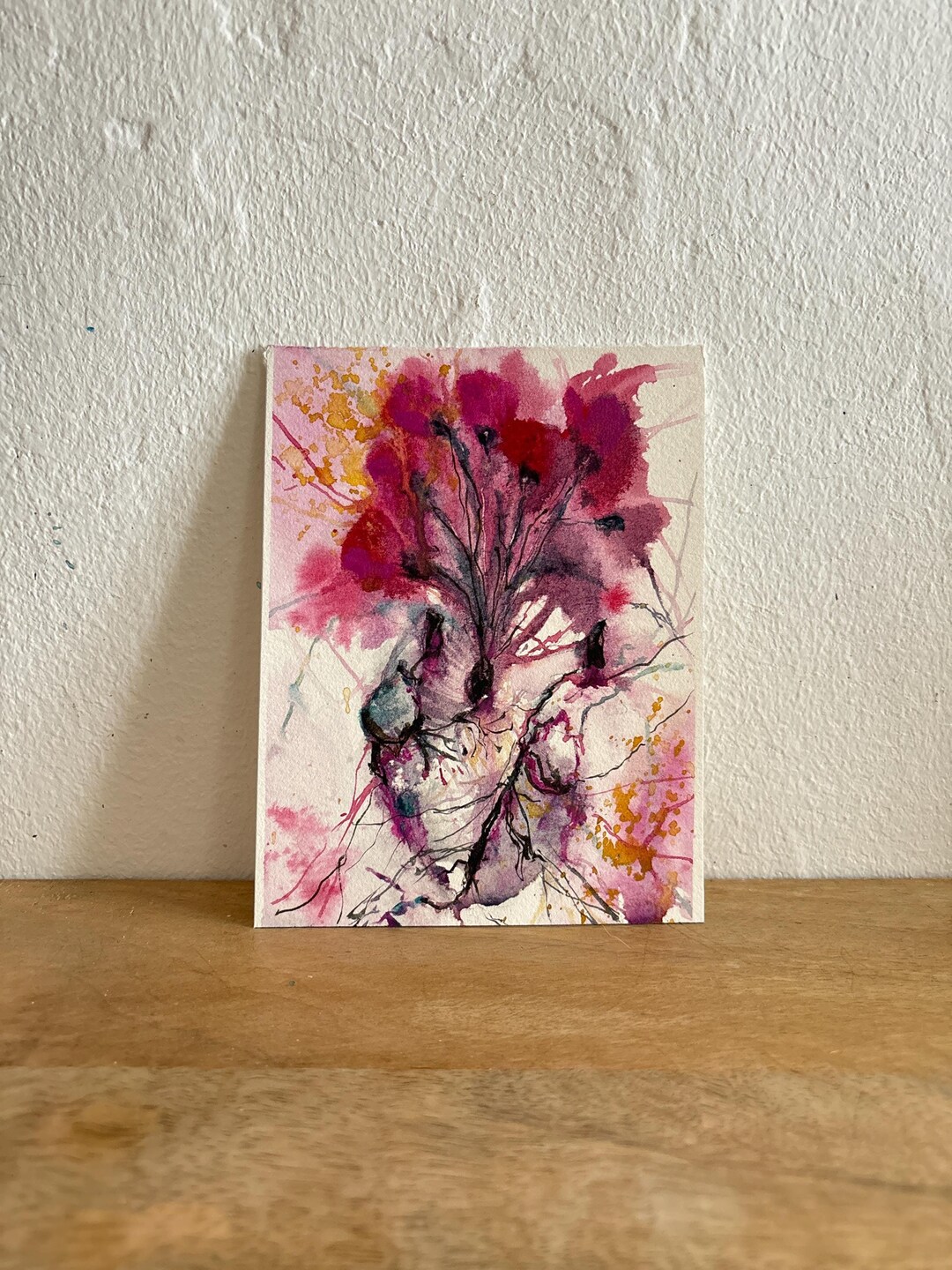 Original Watercolor Painting of Human Heart With Flowers Blooming ...