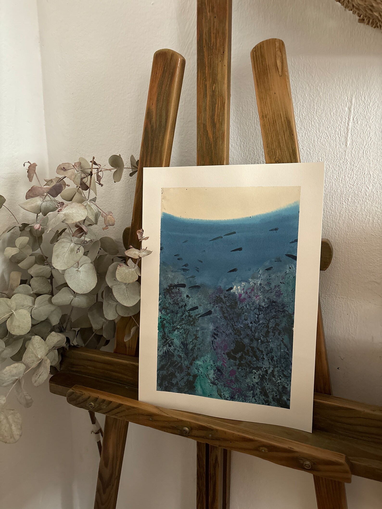 Underwater Ocean Watercolor Painting – Deep Sea Art With Fish ...