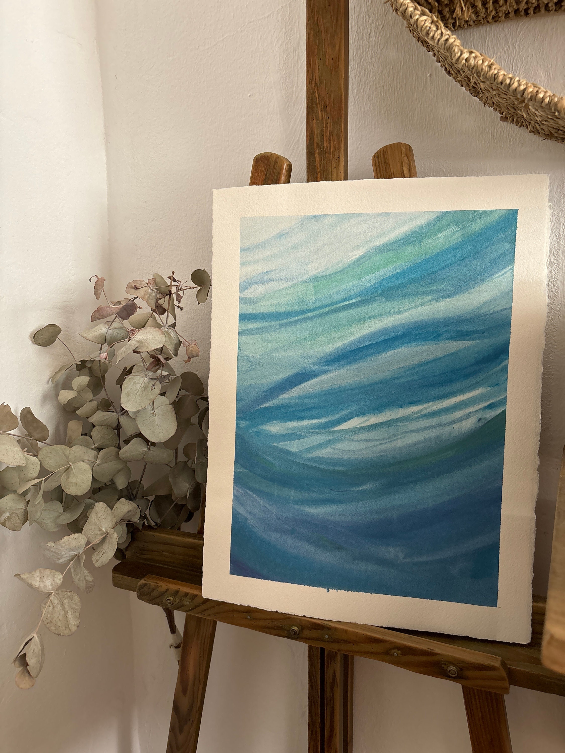 Original Watercolor Sea Painting – Abstract Ocean Art in Shades of Blue ...