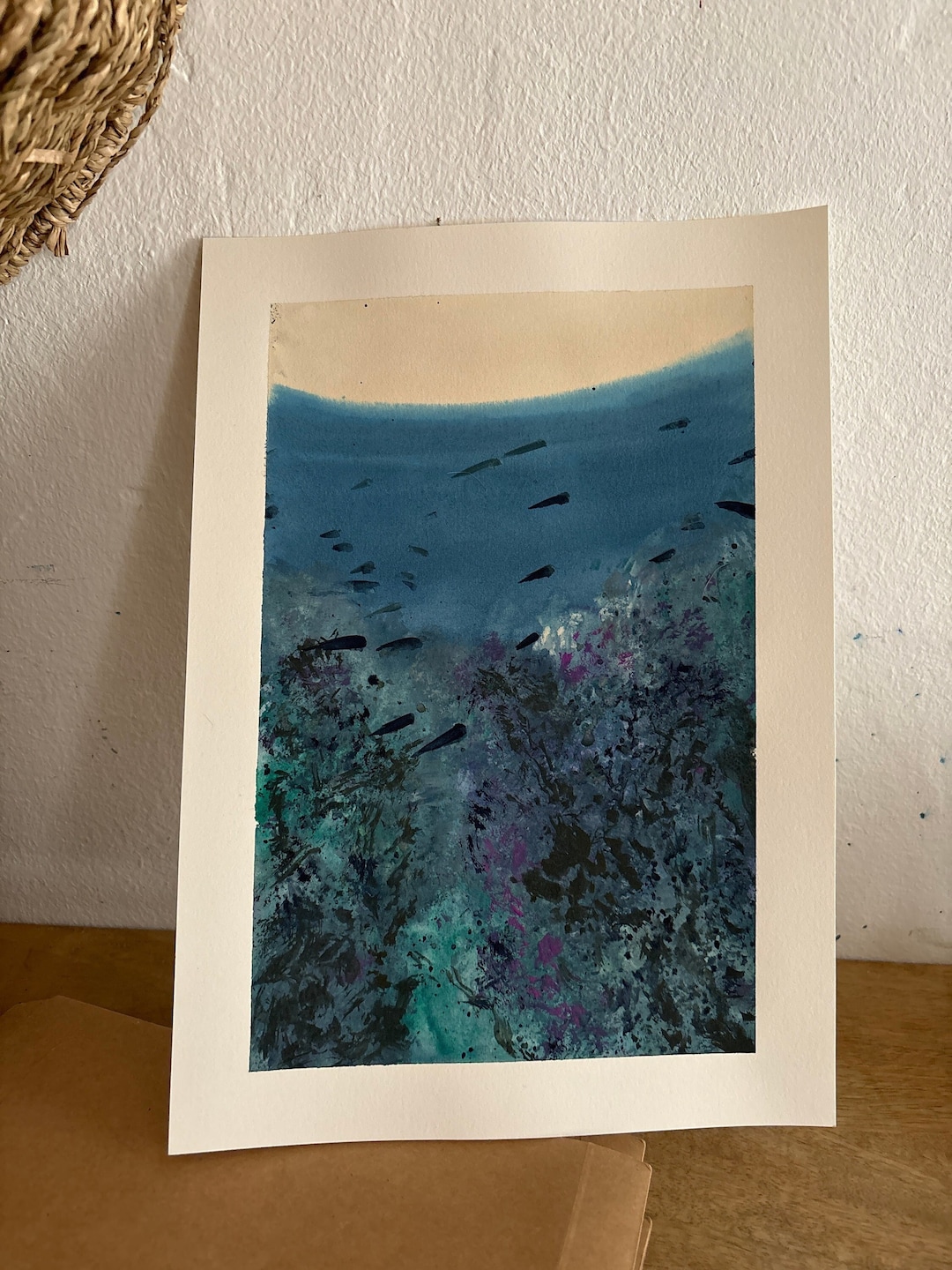 Underwater Ocean Watercolor Painting – Deep Sea Art With Fish ...
