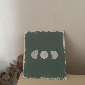 Moon Phases Painting – Green and White Mixed Media Art – Boho Wall ...